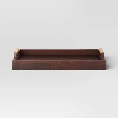 Threshold Decorative Dark Brown Wood Tray - Threshold – Secondipity