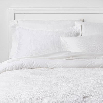 Open Box - King Micro Matelasse Comforter & Sham Set White - – Secondipity