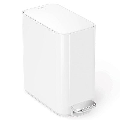 simplehuman 5L Slim Stainless Steel Step Trash Can White – Secondipity