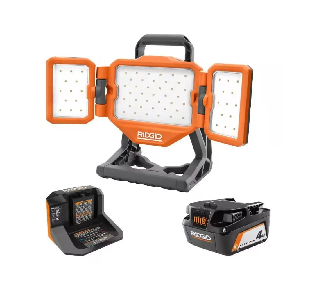 RIDGID 18V Hybrid Panel Light Kit with 4.0Ah Battery and Charger ...