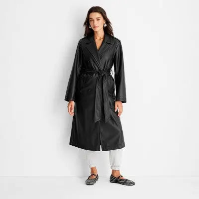 A New Day Women's Faux Leather Trench Coat Secondipity Bullseye Deals
