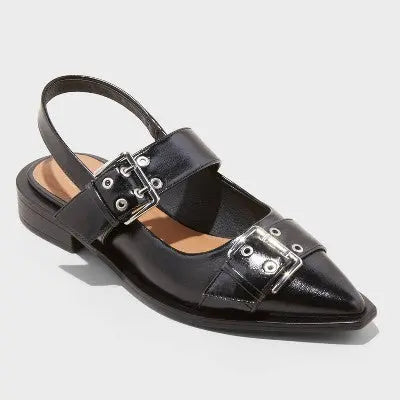 Wild Fable Women's Peyton Double Buckle Slingback Flats with Memory ...