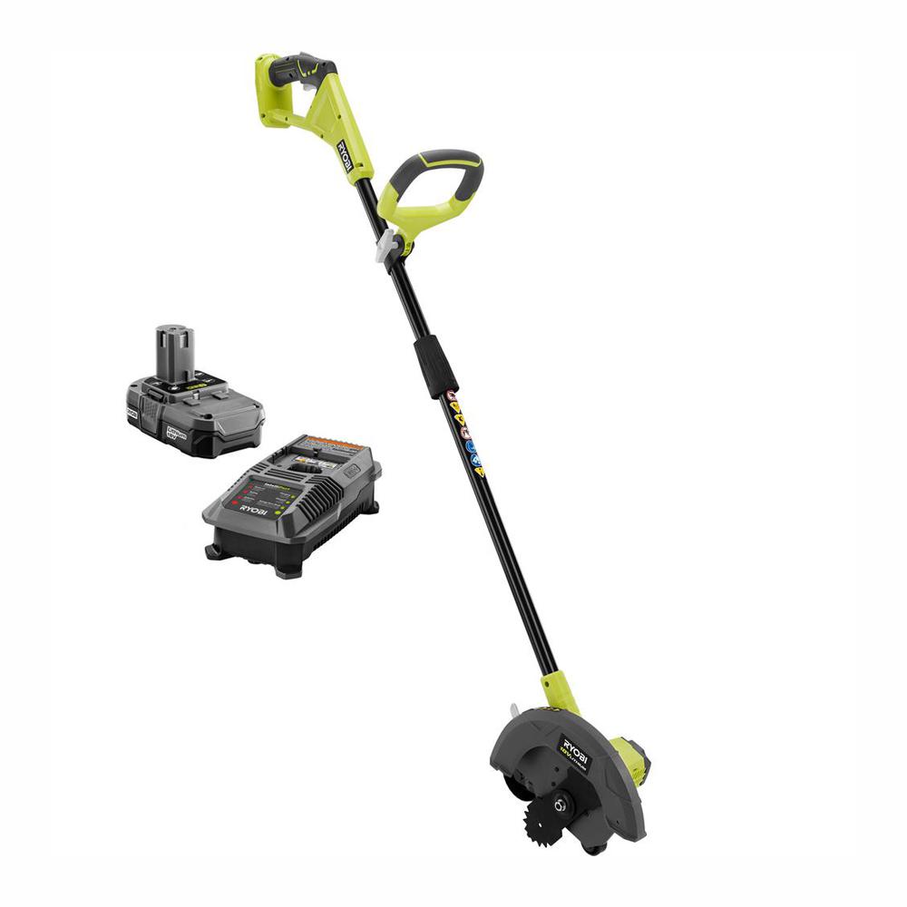 RYOBI ONE+ 9 in. 18-Volt Lithium-Ion Cordless Edger Battery and Charger ...